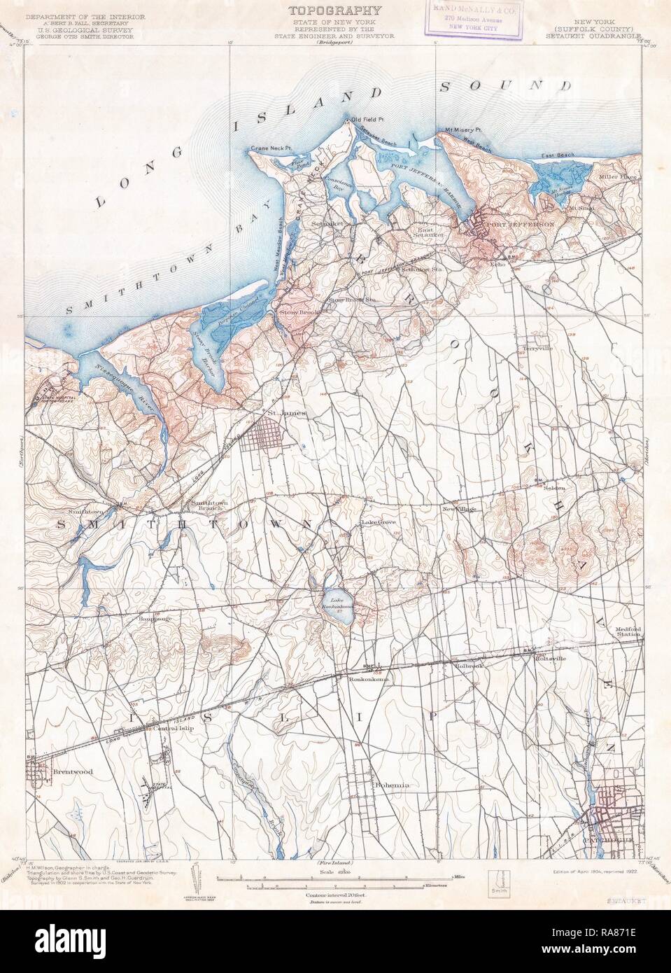 1904, U.S.G.S. Map of Long Island New York, Islip, Brookhaven ...