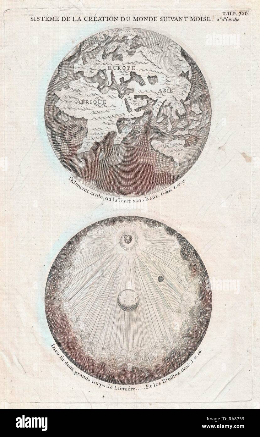 1728, Calmet Map of the Ancient World Showing the Creation of the ...