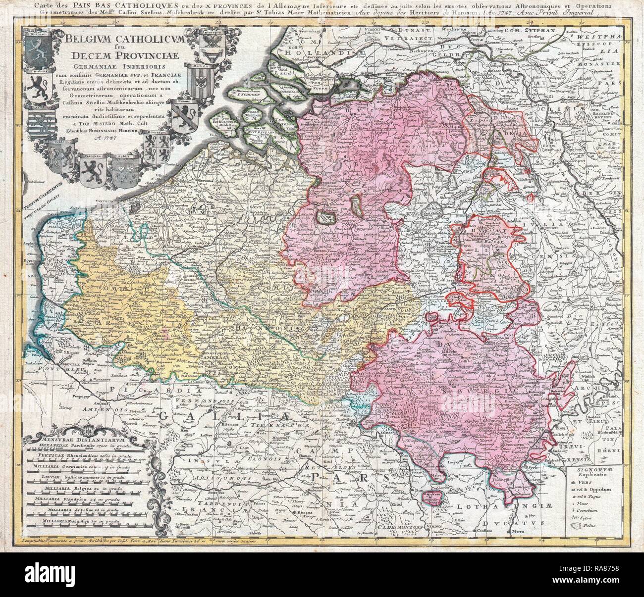 1730, Homann Heirs Map of Belgium and Luxembourg. Reimagined by Gibon ...