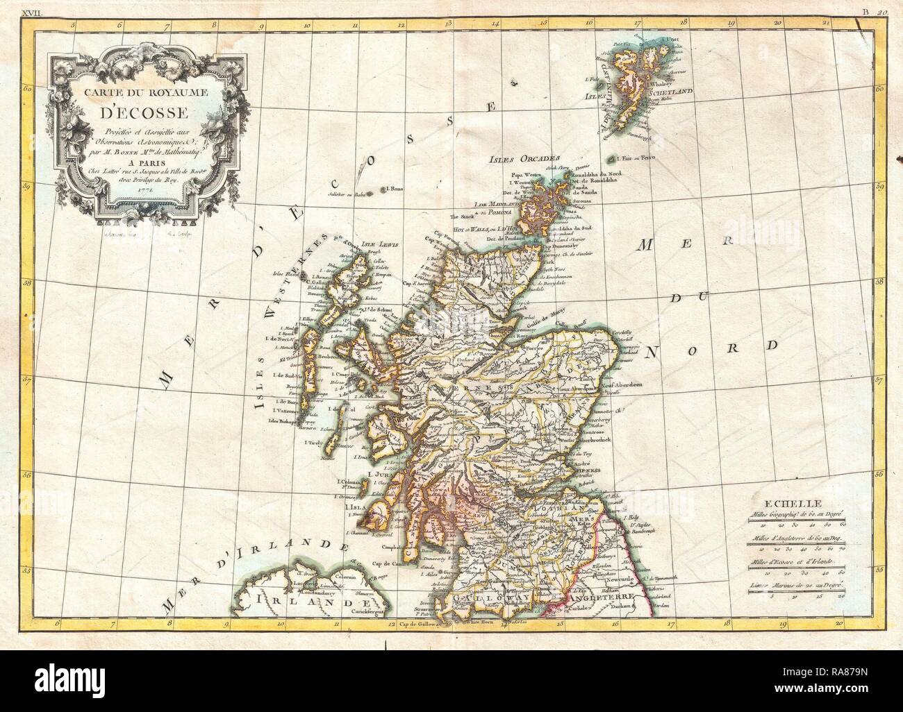 1772, Bonne Map of Scotland, Rigobert Bonne 1727 – 1794, one of the ...