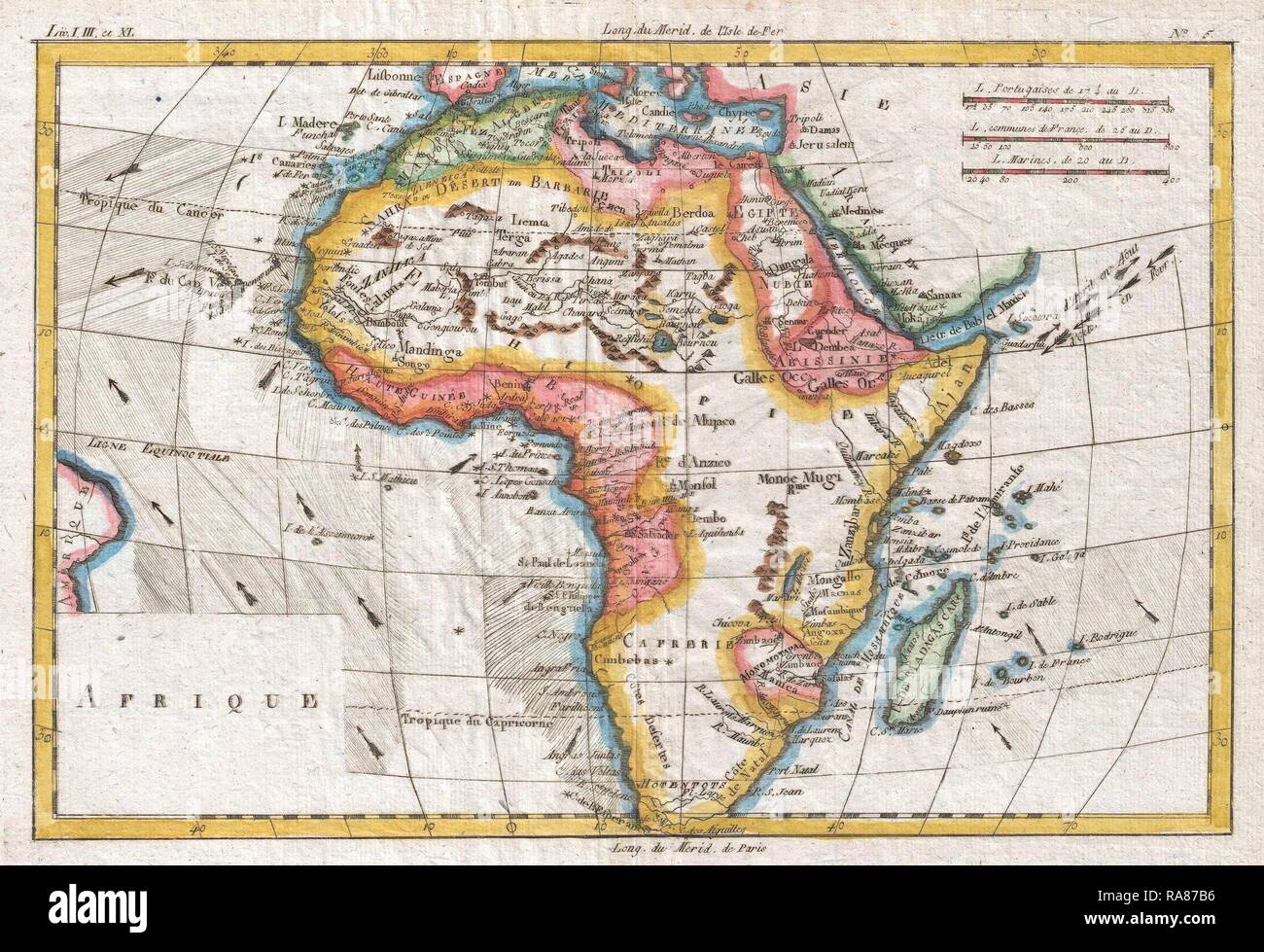 1780, Raynal and Bonne Map of Africa, Rigobert Bonne 1727 – 1794, one ...
