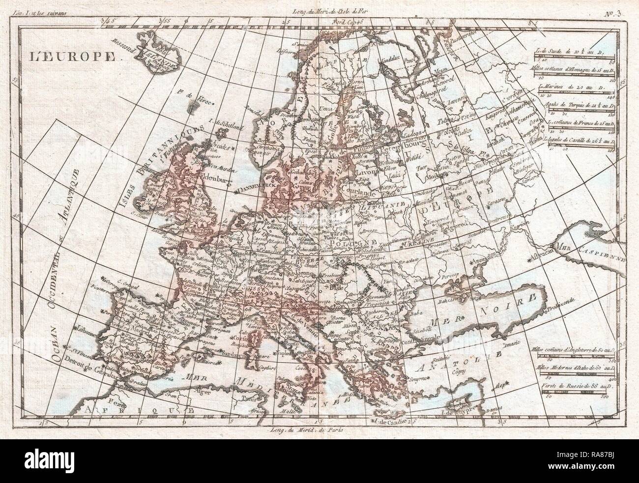 1780, Raynal and Bonne Map of Europe, Rigobert Bonne 1727 – 1794, one ...