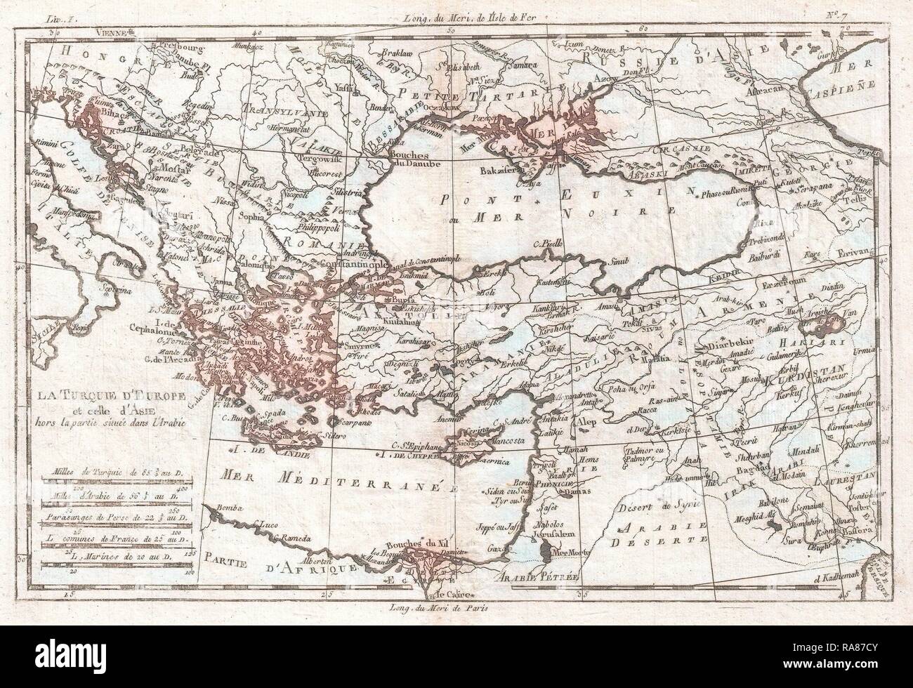 1780, Raynal and Bonne Map of Turkey in Europe and Asia, Rigobert Bonne ...