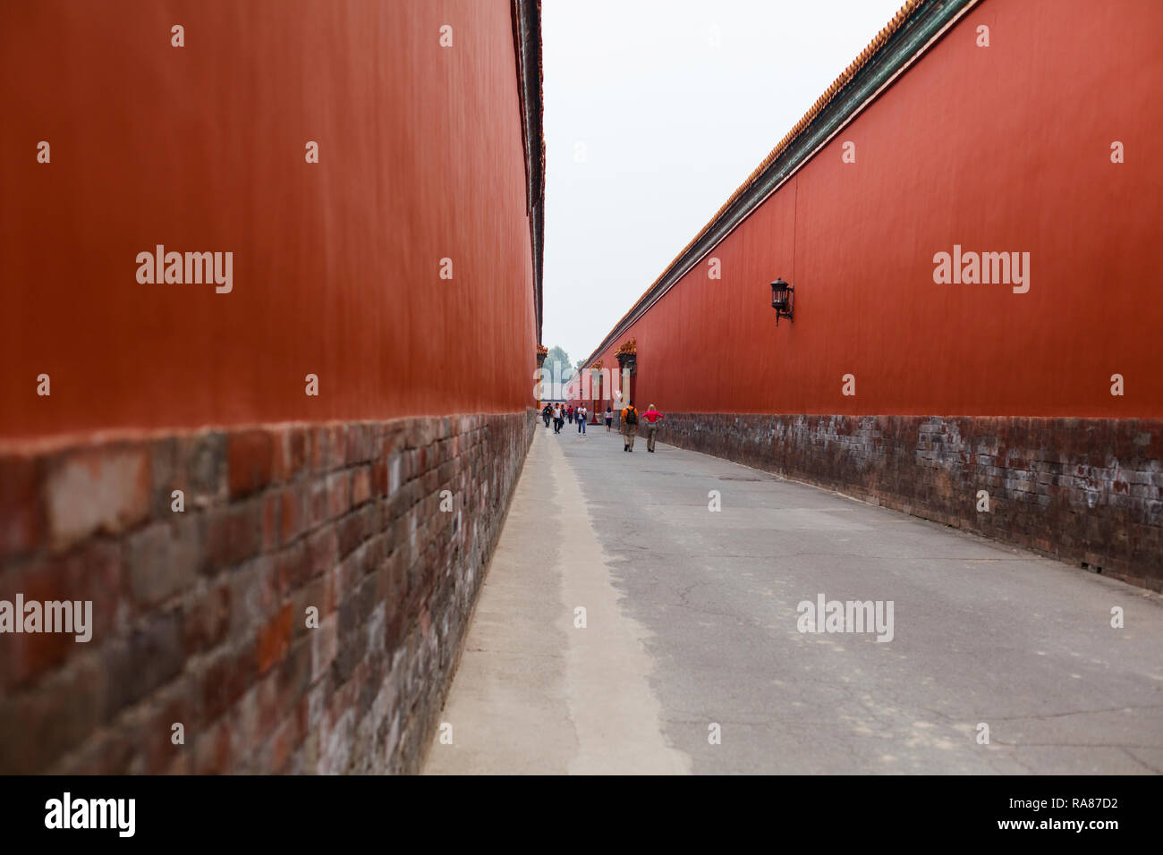 Beijing / China - September 2016: The red walls in the Forbidden City ...