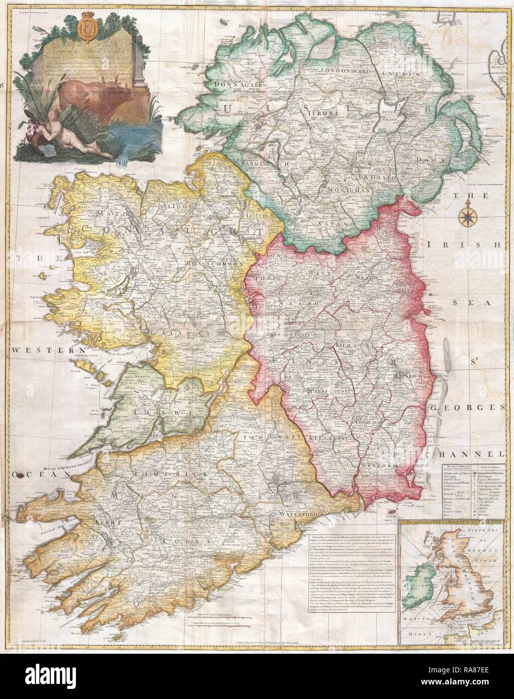 1794, Rocque Wall Map of Ireland. Reimagined by Gibon. Classic art with ...
