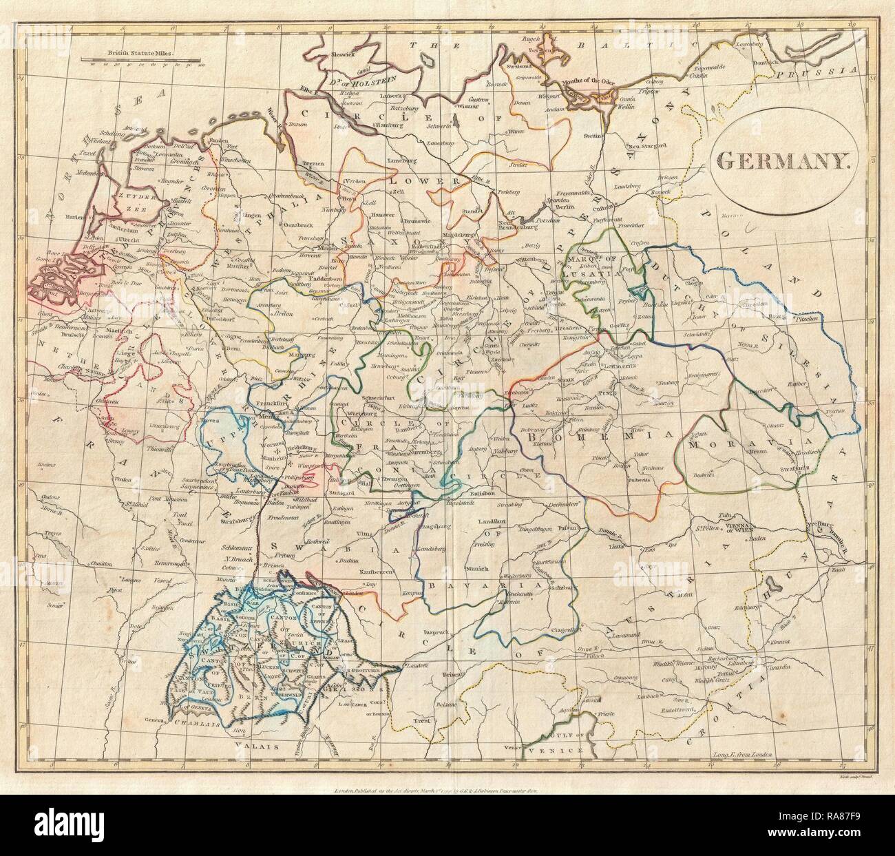 1799, Celement Cruttwell Map of Germany. Reimagined by Gibon. Classic ...