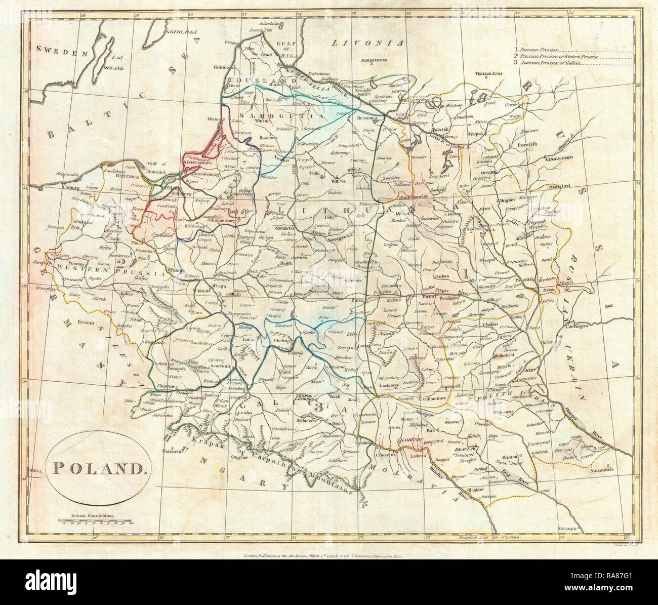 1799, Clement Cruttwell Map of Poland and Lithuania. Reimagined by ...