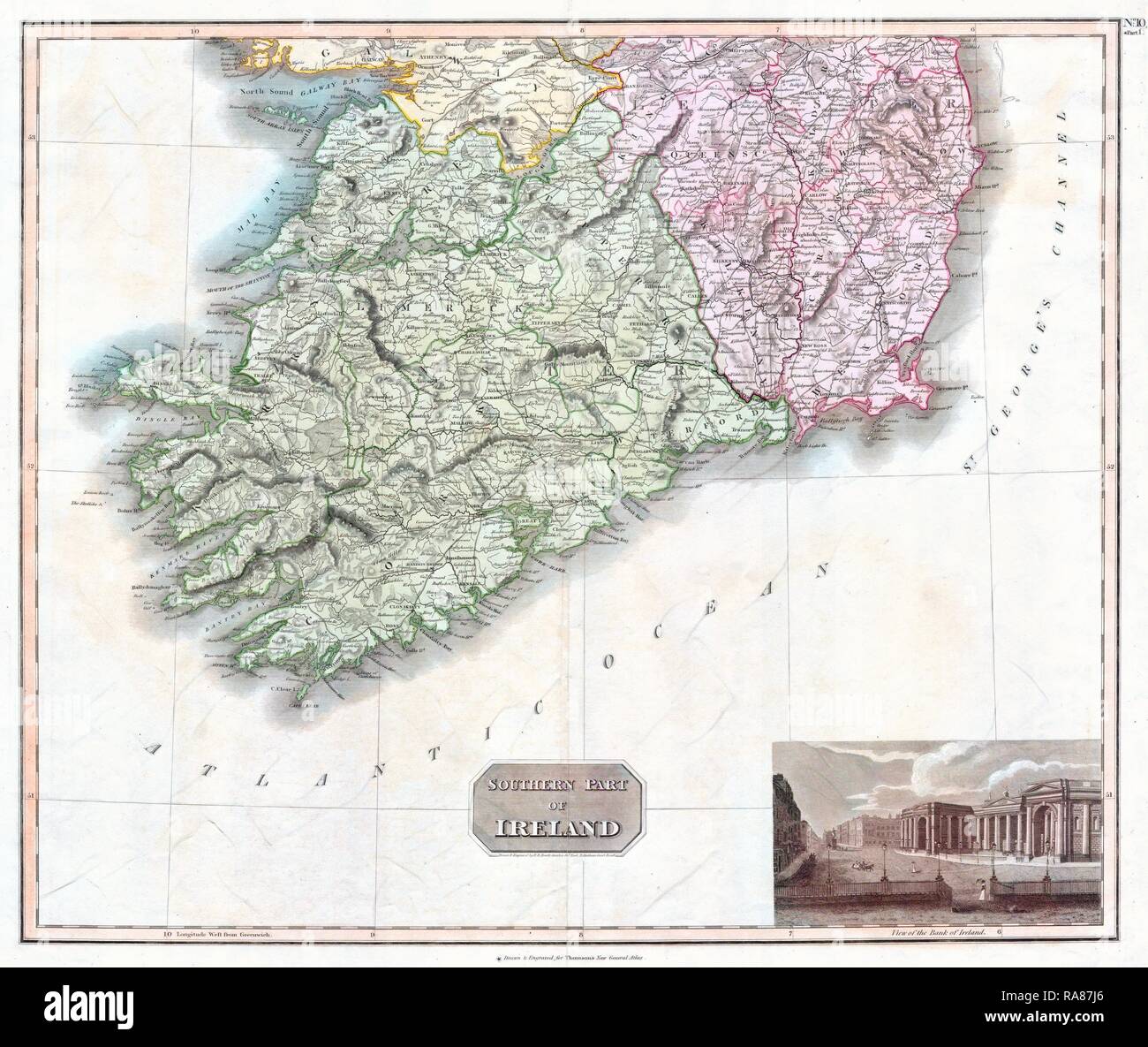 1814, Thomson Map of Southern Ireland, John Thomson, 1777 - 1840, was a ...