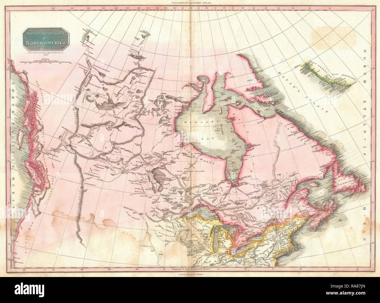 1818, Pinkerton Map of British North America or Canada, John Pinkerton ...