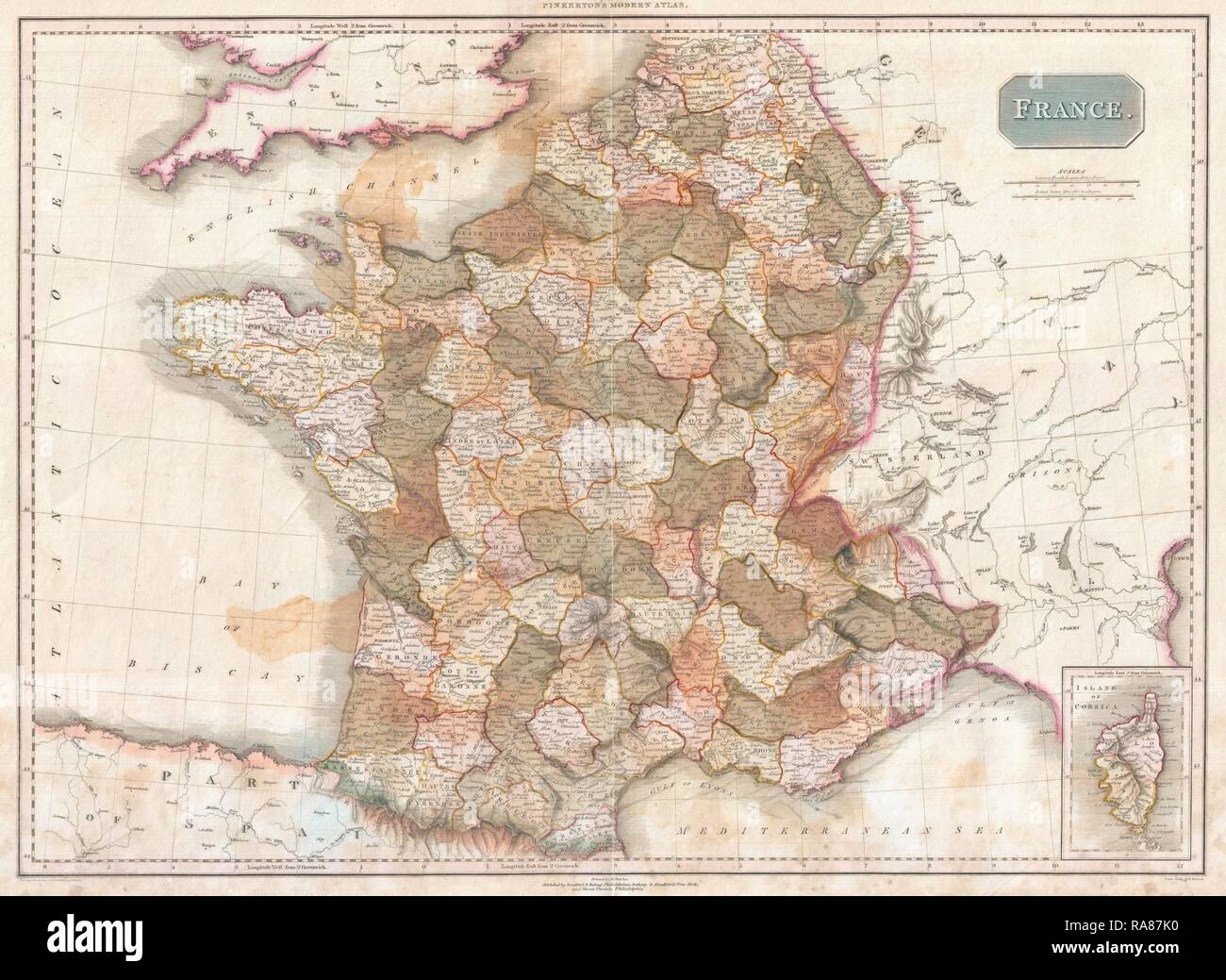 1818, Pinkerton Map of France, John Pinkerton, 1758 – 1826, Scottish ...