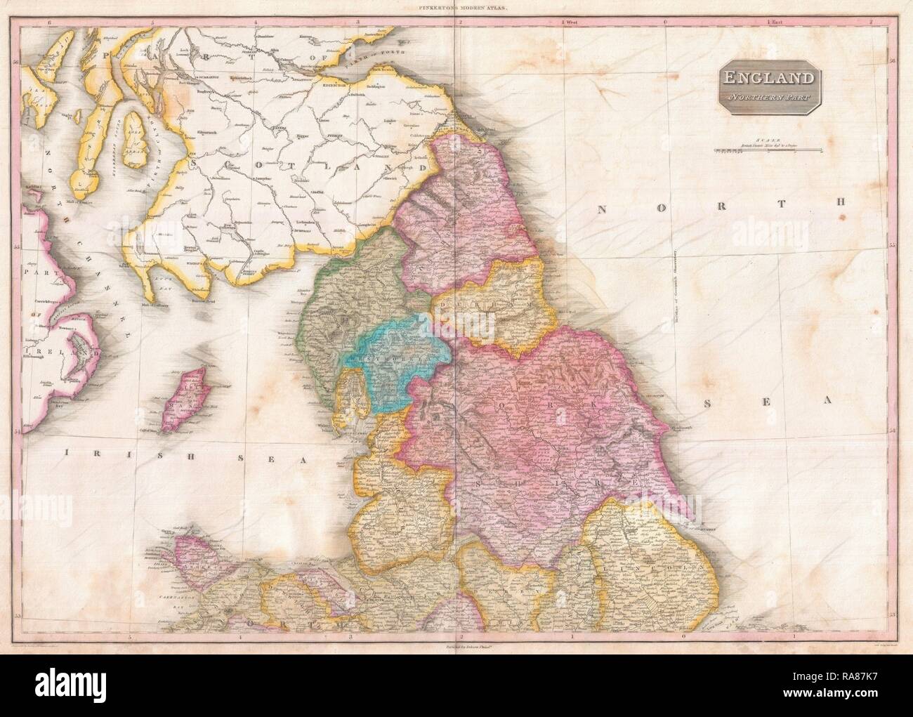 1818, Pinkerton Map of Northern England, John Pinkerton, 1758 – 1826 ...