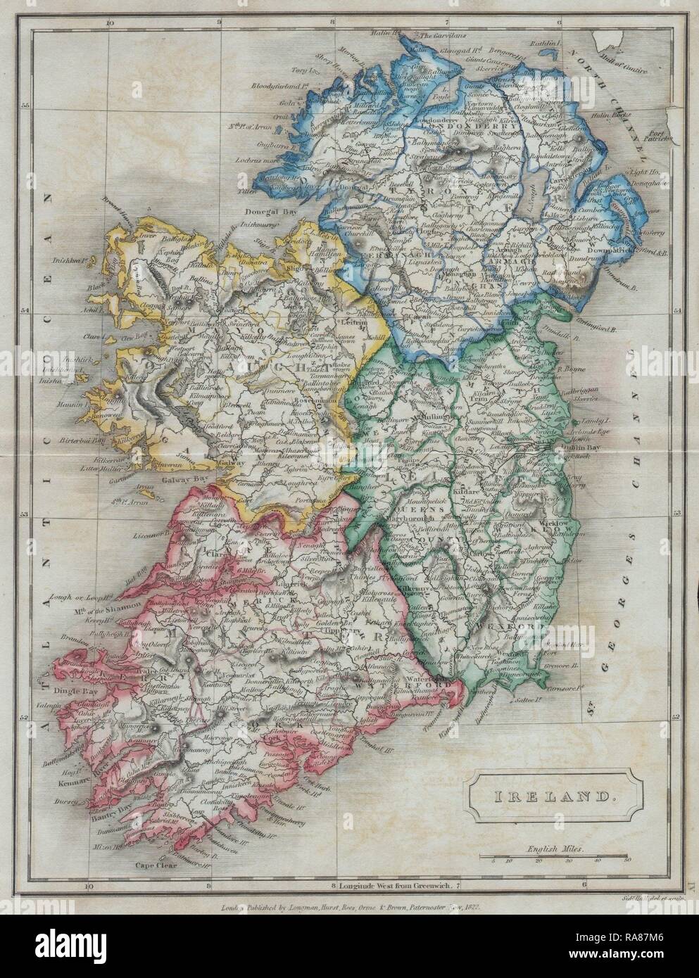 1822, Butler Map of Ireland. Reimagined by Gibon. Classic art with a ...