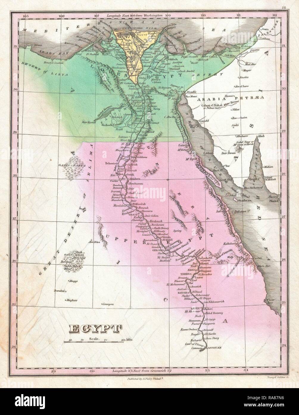 1827, Finley Map of Egypt, Anthony Finley mapmaker of the United States ...