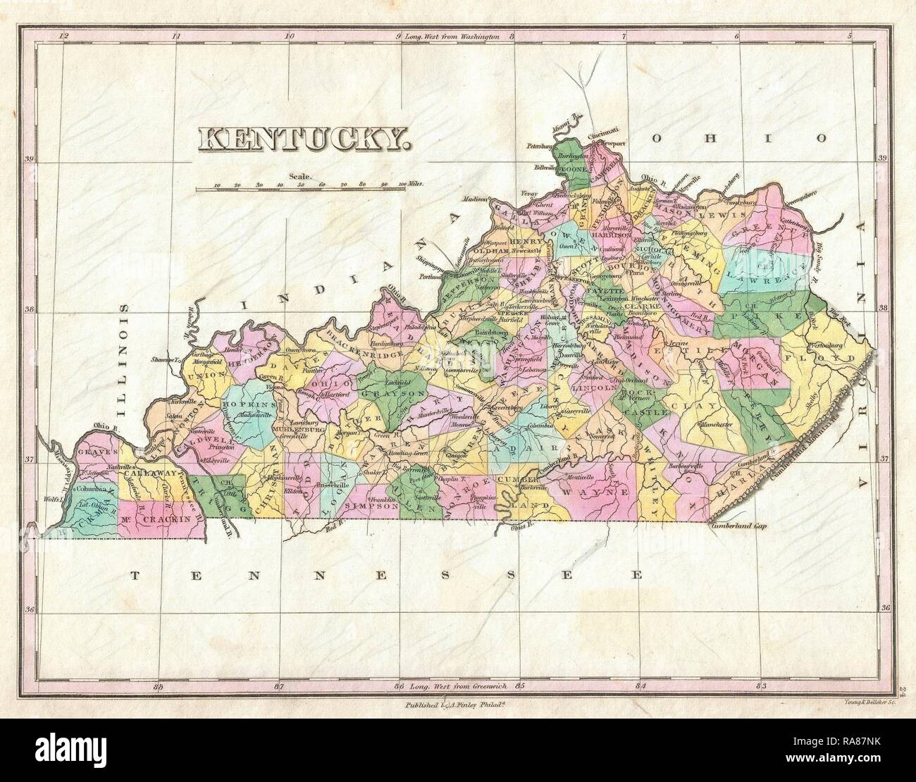 Historical map of kentucky hi-res stock photography and images - Alamy