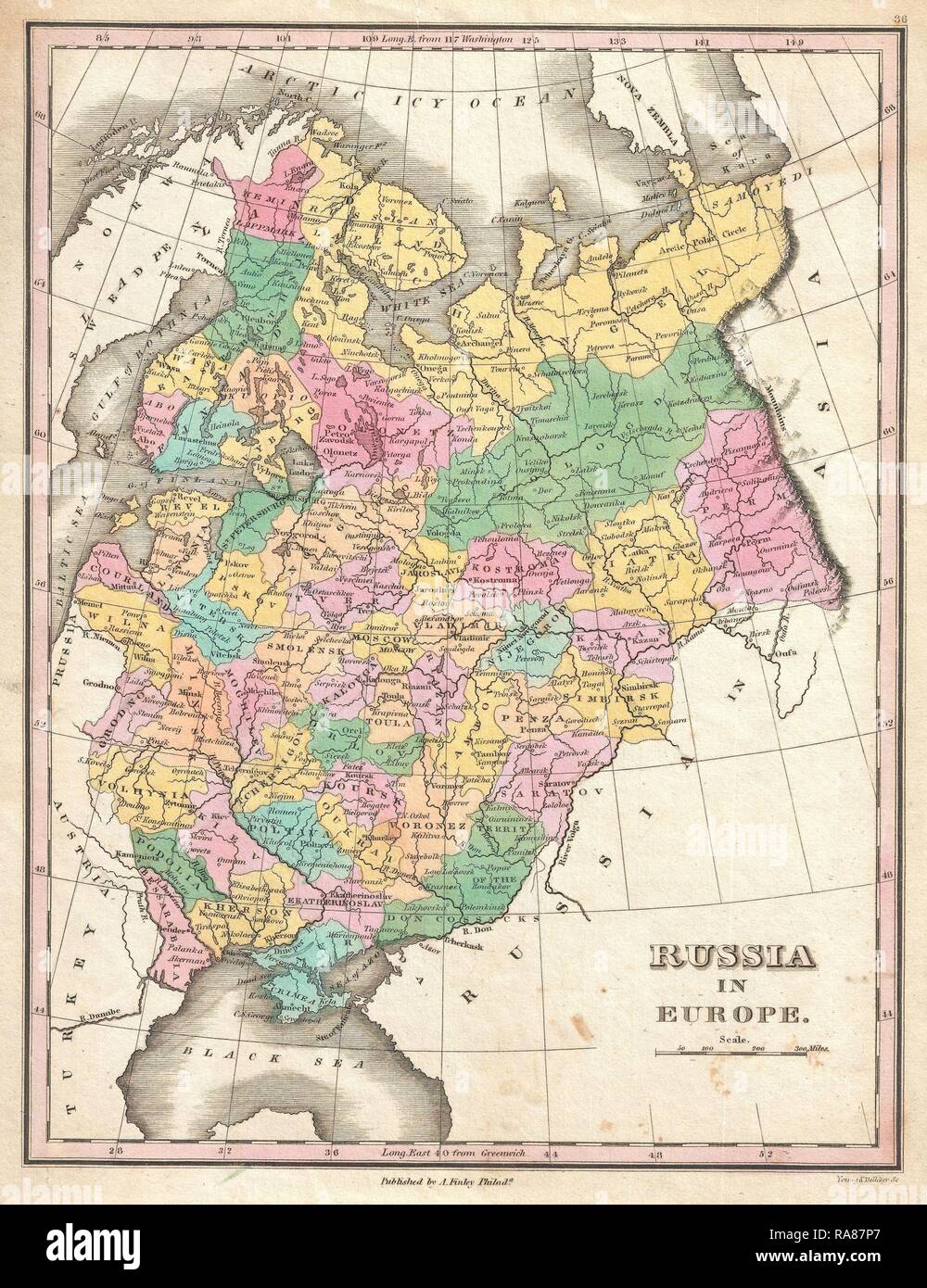 1827, Finley Map of Russia, Anthony Finley mapmaker of the United ...