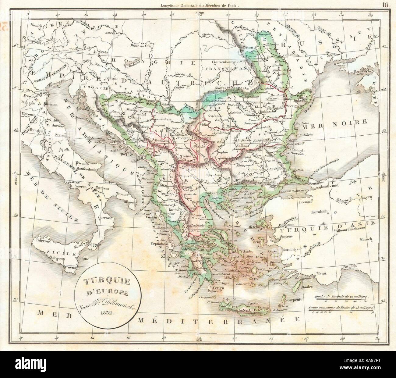 1832, Delamarche Map of Greece and the Balkans. Reimagined by Gibon ...