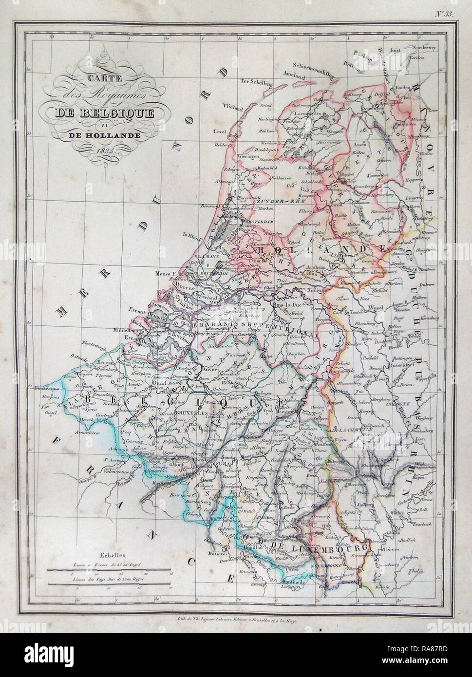 1835, Malte-Brun Map of Belgium and Holland or the Netherlands ...