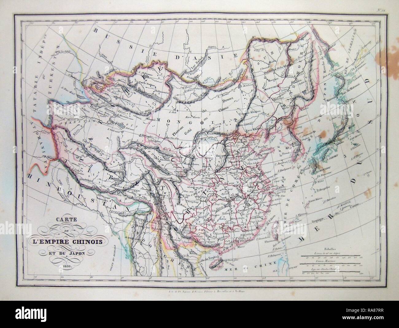 1837, Malte-Brun Map of China and Japan. Reimagined by Gibon. Classic ...