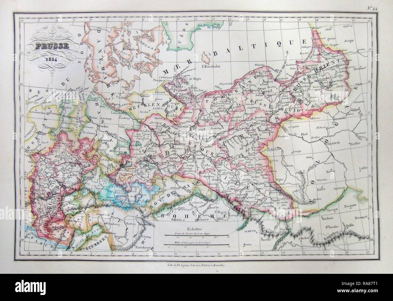 1837, Malte-Brun Map of Northern Germany or Prussia. Reimagined by ...