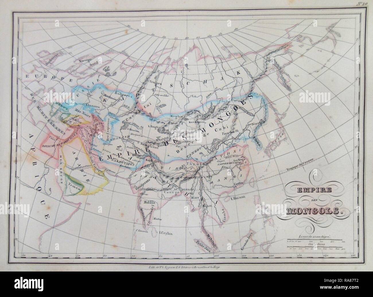 1837, Malte-Brun Map of the Mongol Empire in Asia and Europe ...
