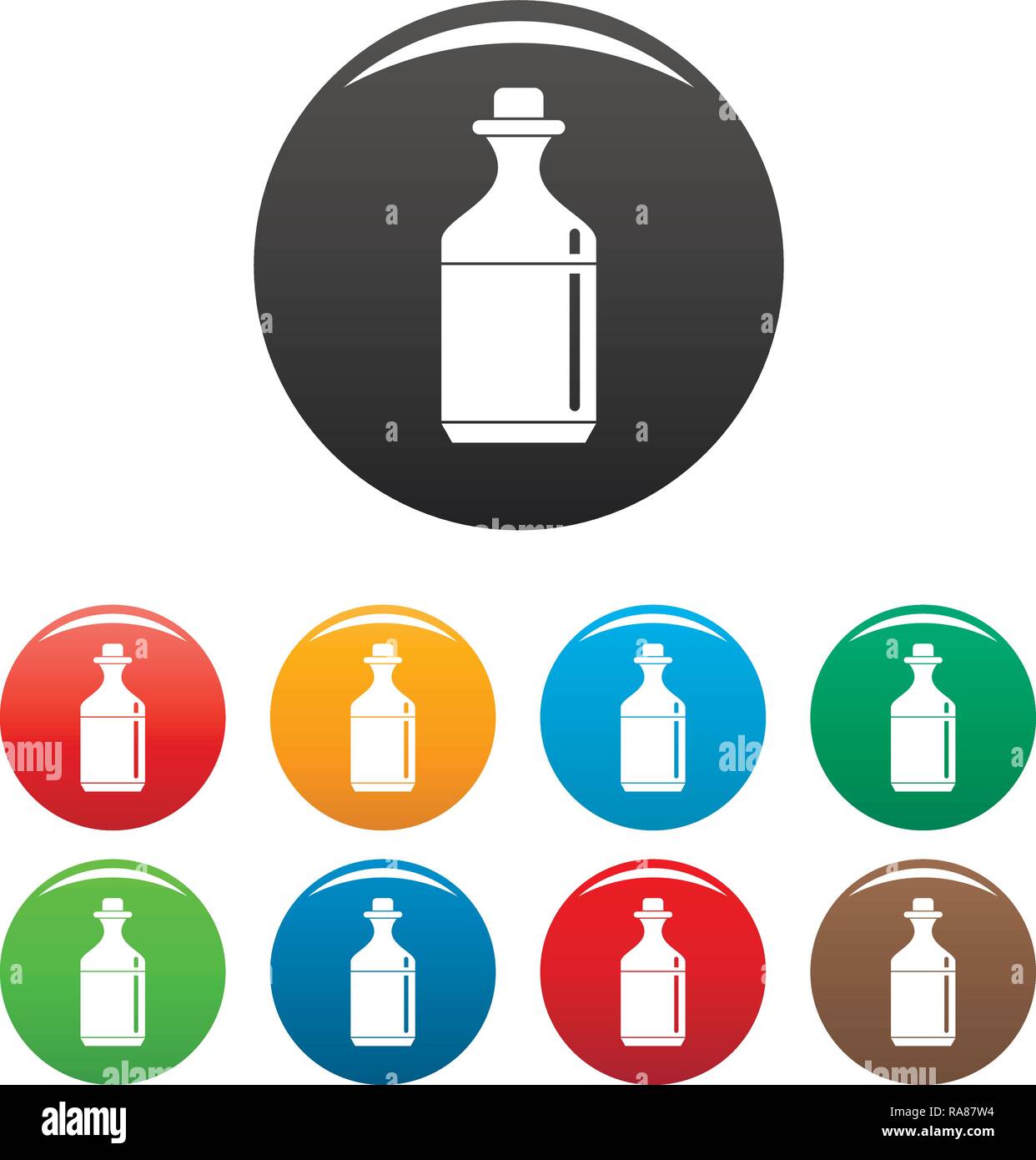 Aloe sirop icons set 9 color vector isolated on white for any design ...