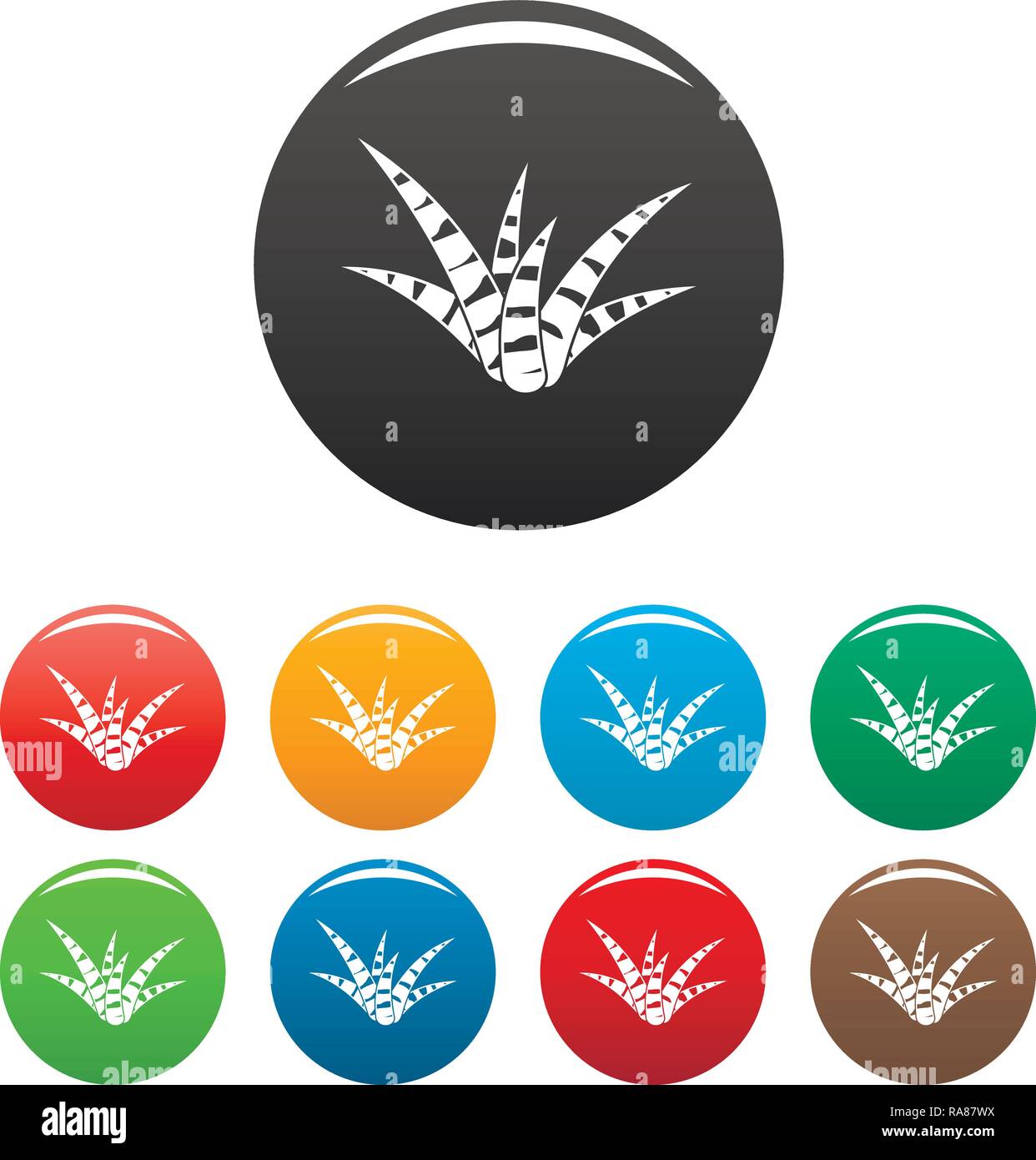 Striped aloe icons set 9 color vector isolated on white for any design ...