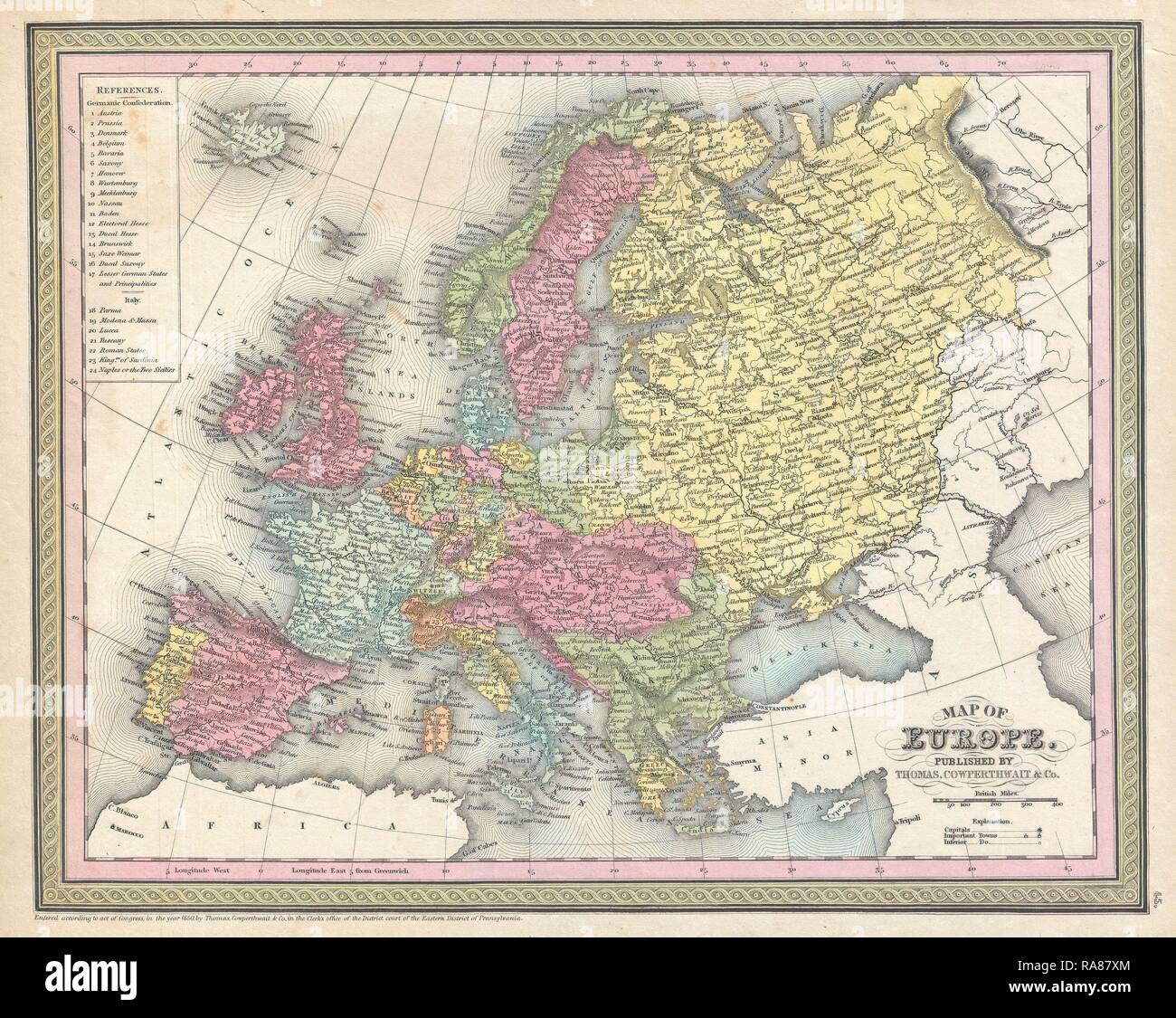 1850, Mitchell Map of Europe. Reimagined by Gibon. Classic art with a ...