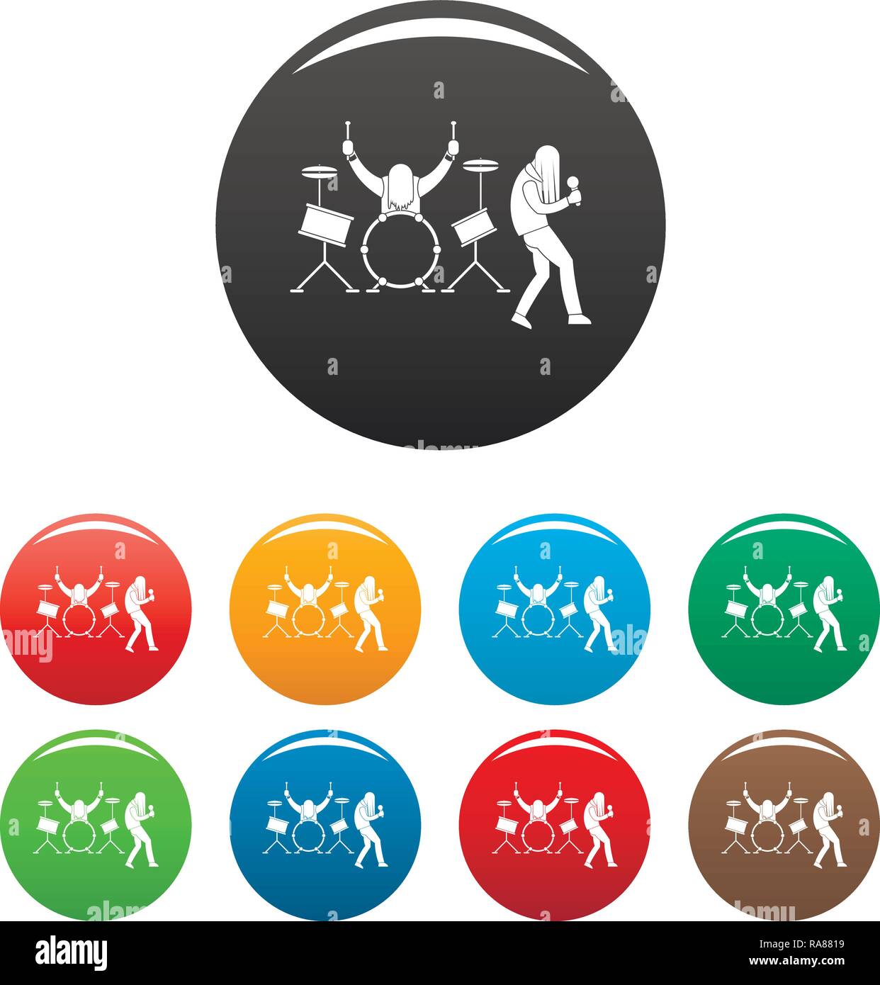 Rock band icons set 9 color vector isolated on white for any design ...