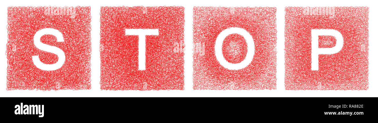Stop written with red handmade letters - concept image Stock Photo - Alamy