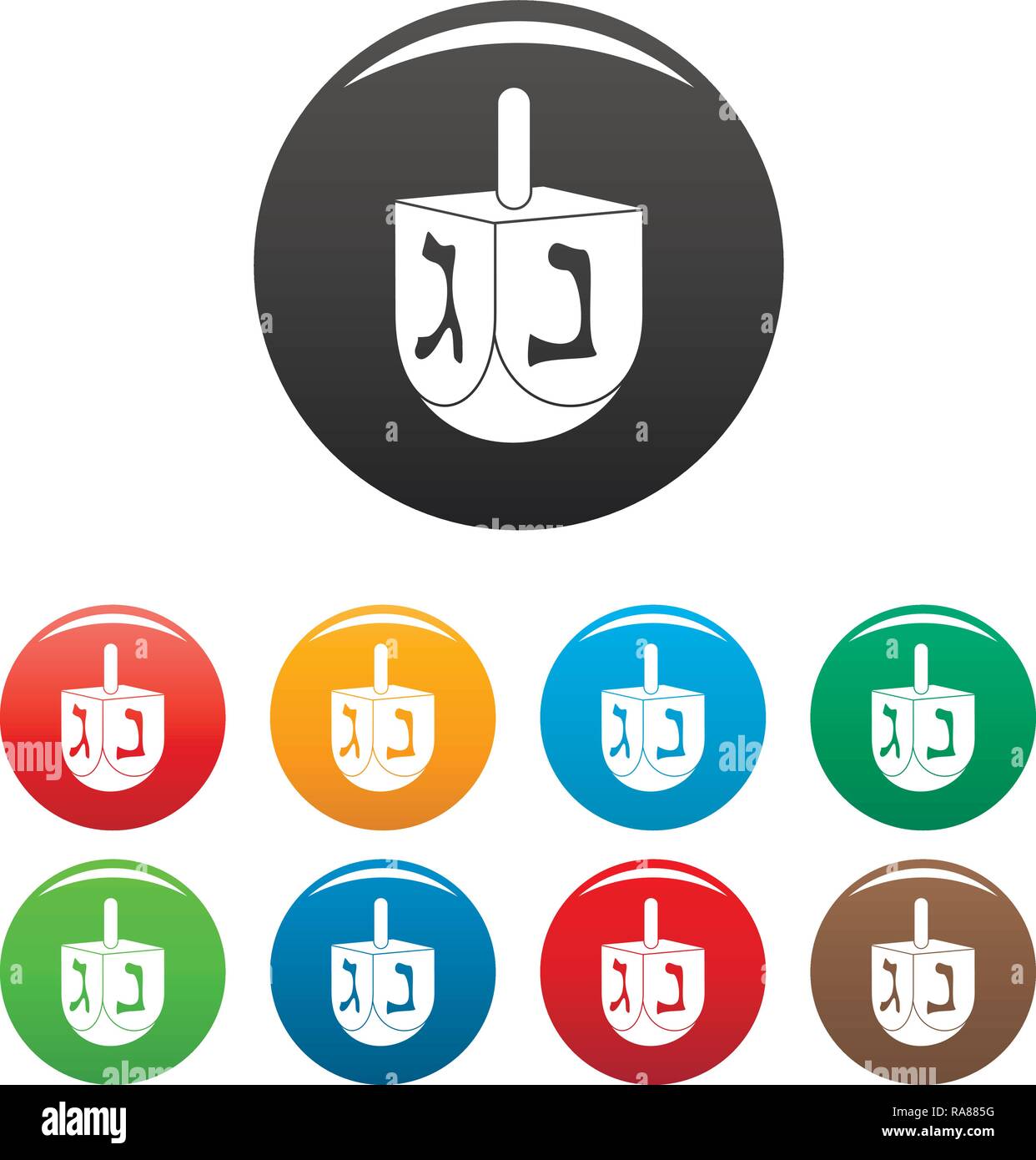 Jewish dreidel icons set 9 color vector isolated on white for any ...