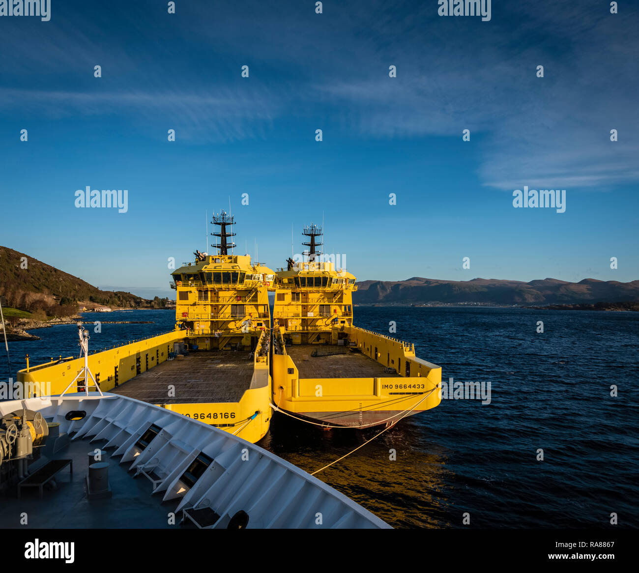 Coastal support ships docked in Torvik, Norway Stock Photo - Alamy