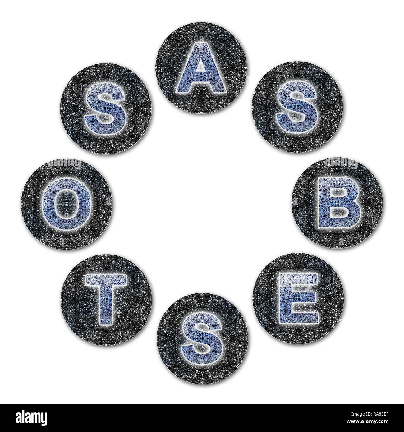 The word asbestos written with letters whose graphic resembles the ...