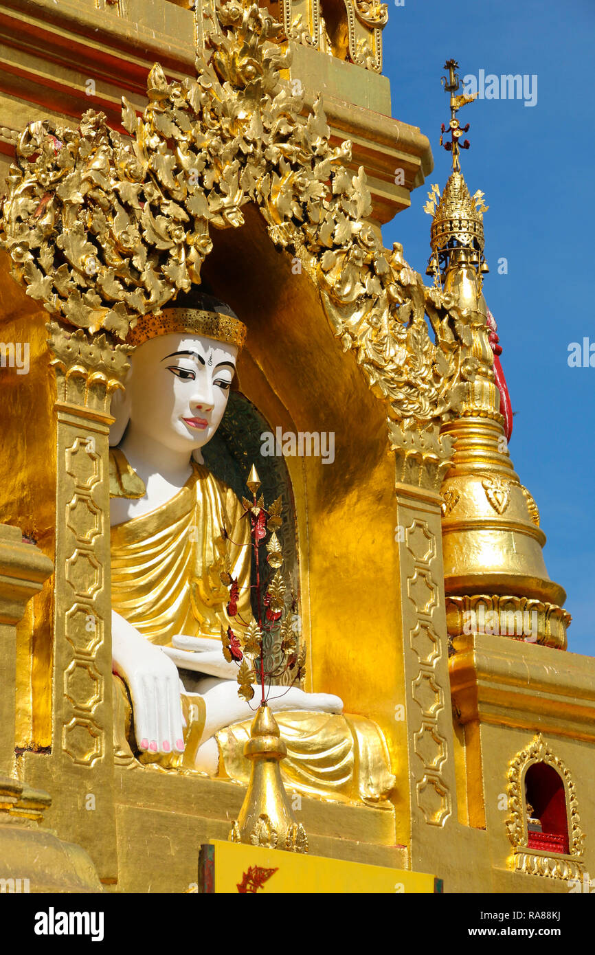 Buddha statue in Kyauktan Ye Pagoda, Yangon river tributary,Myanmar ...
