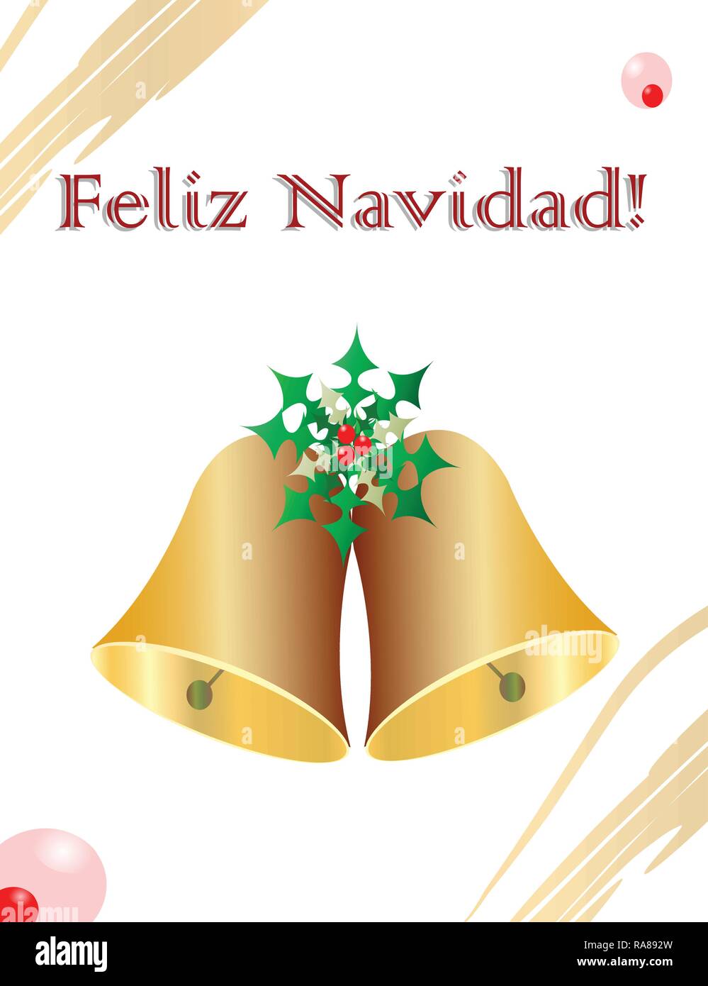 merry Christmas spanish card - feliz Navidad card with Christmas bells ...