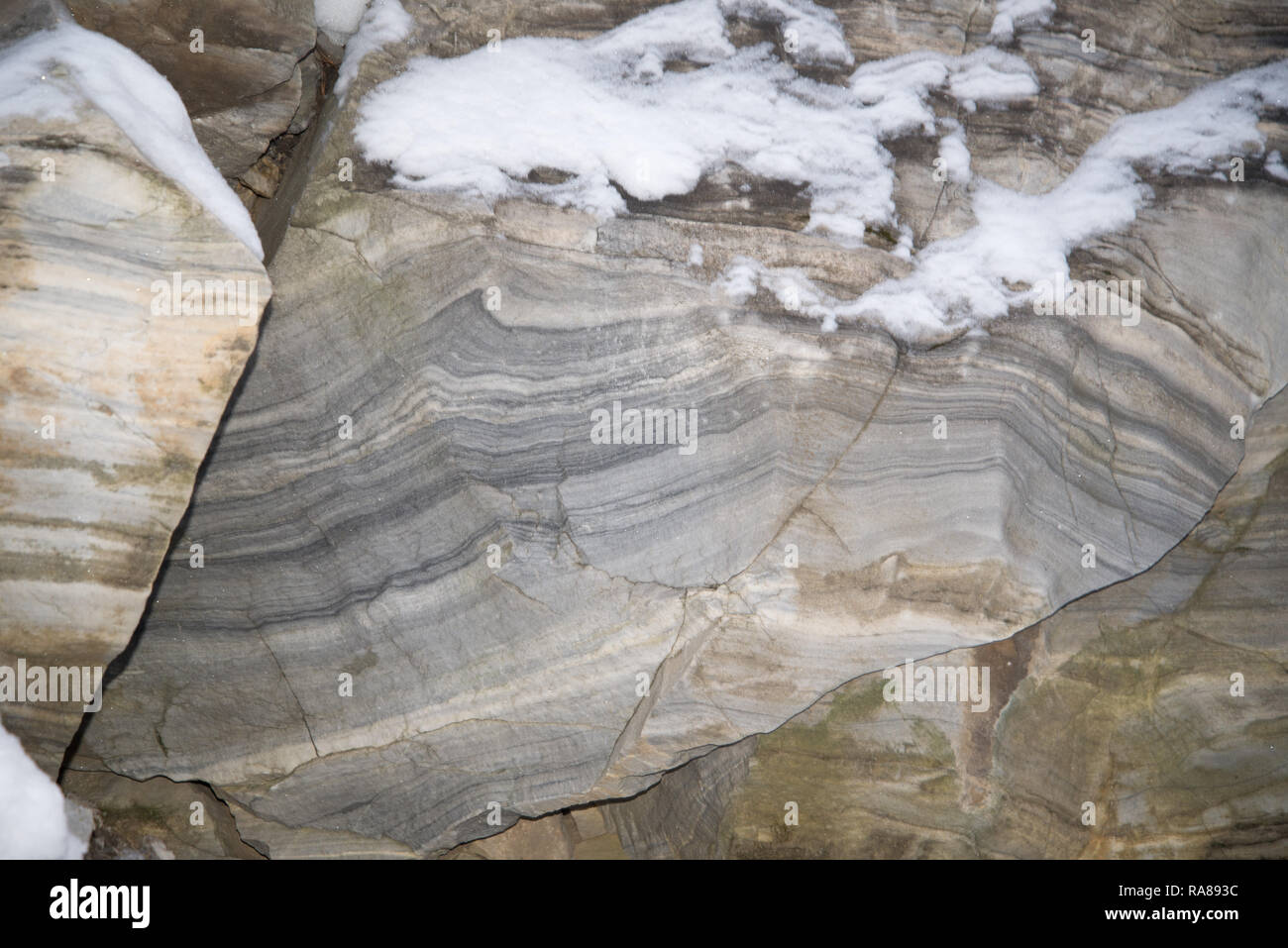 Marble rock in the forest under the snow, Russia, Ural Stock Photo - Alamy