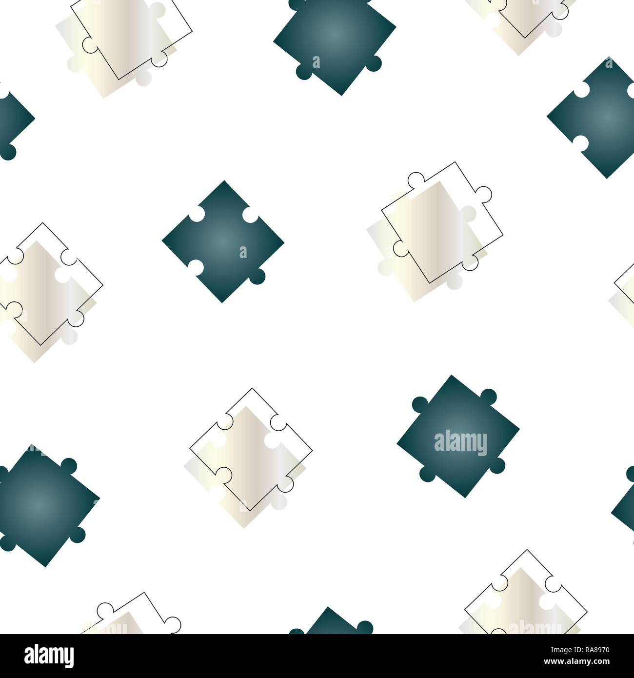 seamless pattern with puzzle pieces in blue and ivory colors vector ...