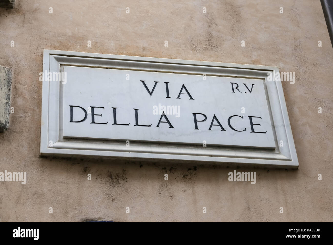 Via Della Pace Street Sign in Rome City, Italy Stock Photo - Alamy