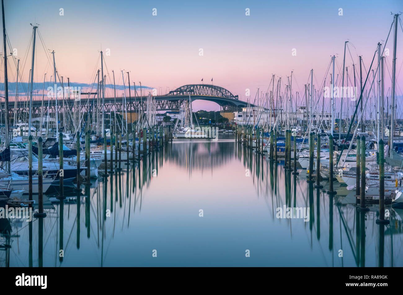 Auckland Marina Sunset Long Exposure in front of the Auckland Harbour ...