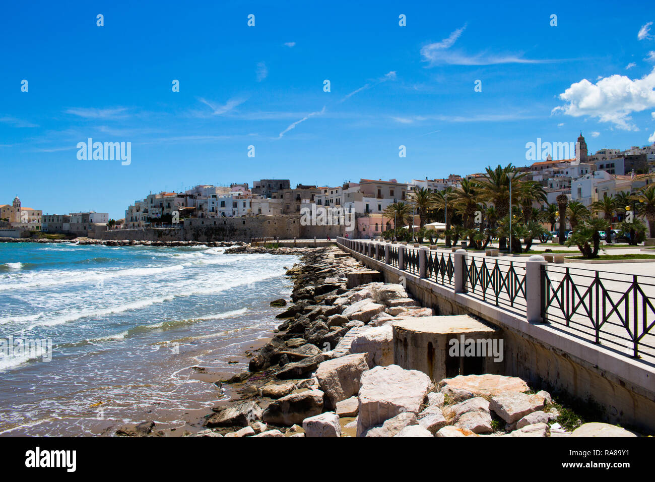 View of the square of Vieste Stock Photo - Alamy