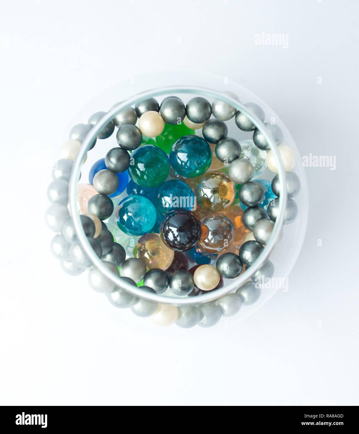 Beautiful glass beads closeup on white background Stock Photo - Alamy