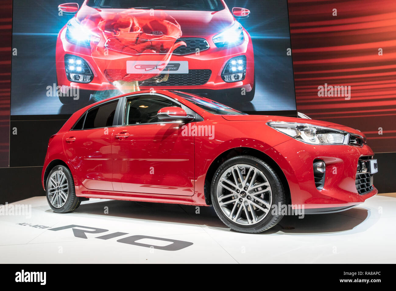 BRUSSELS - JAN 19, 2017: Kia Rio car presented at the Brussels Motor ...