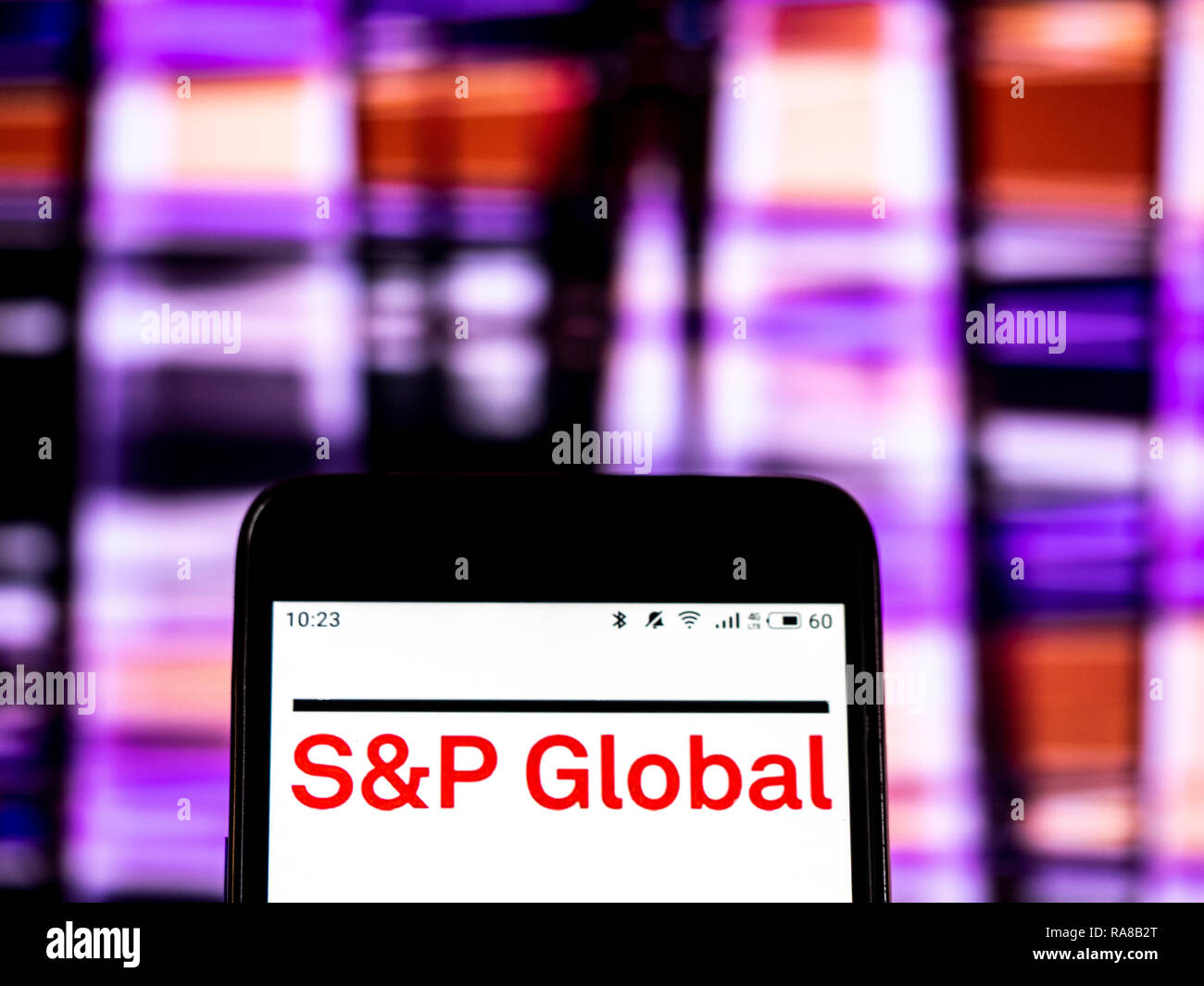 KIEV, UKRAINE - Jan 2, 2019: S&P Global Corporation logo seen displayed on smart phone Stock ...