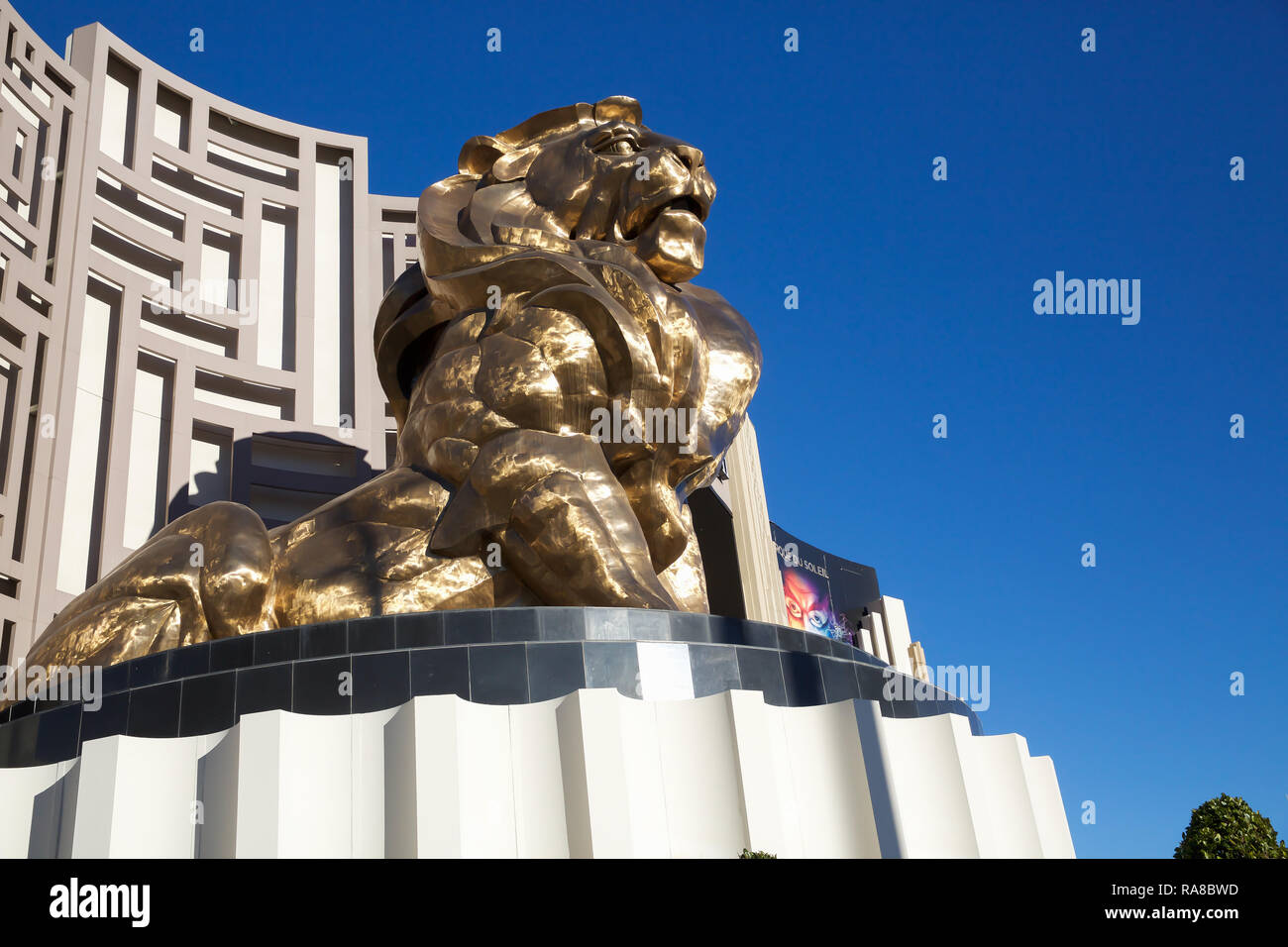 MGM Golden lion statue outside the MGM Hotel in Las Vegas Stock Photo ...