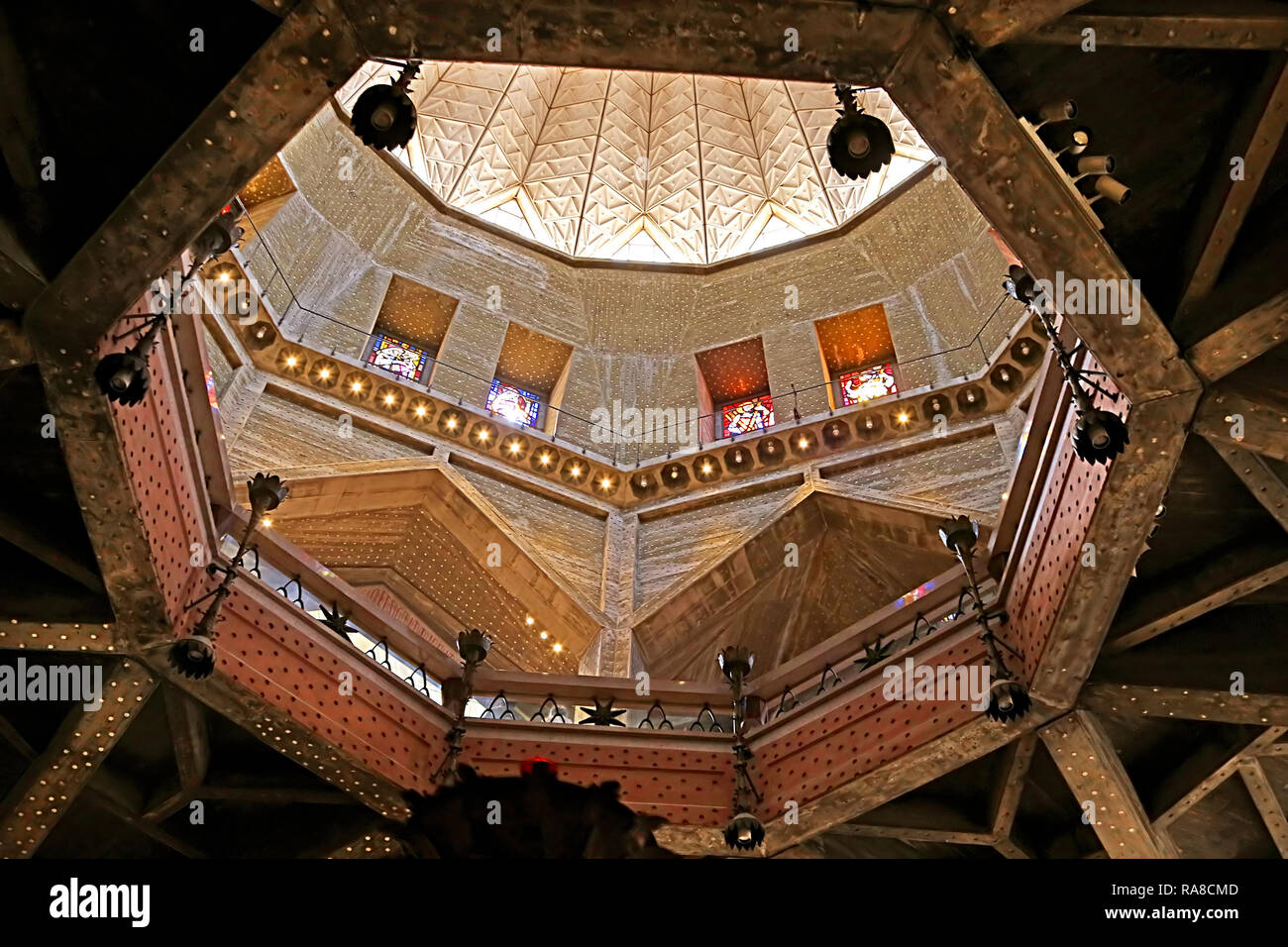 NAZARETH, ISRAEL - SEPTEMBER 21, 2017: Inside dome of the Basilica of ...