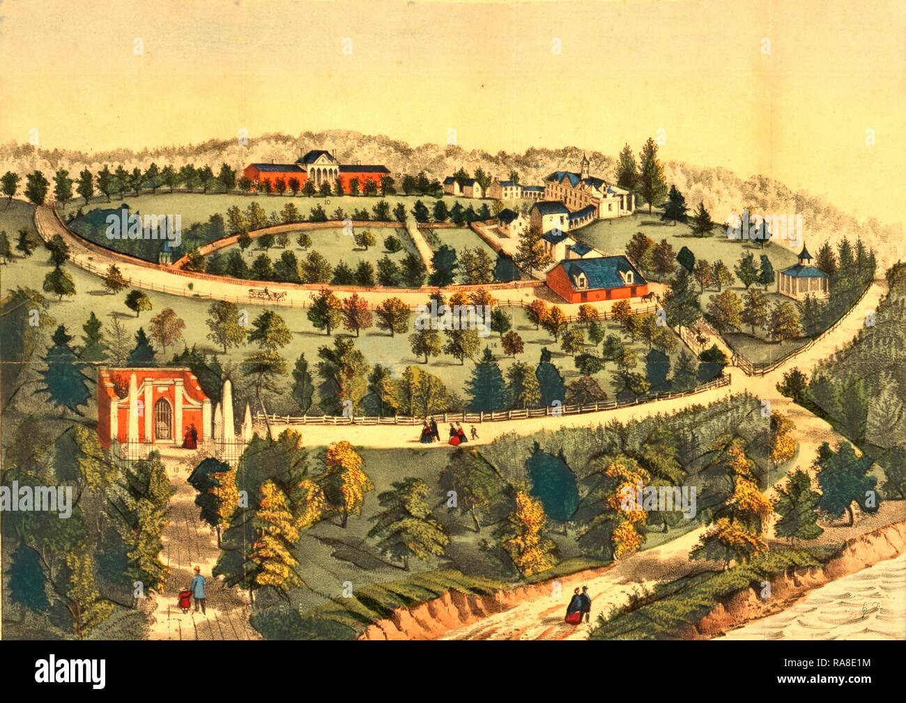 Bird's Eye View of George Washington's Mount Vernon Estate, with House ...