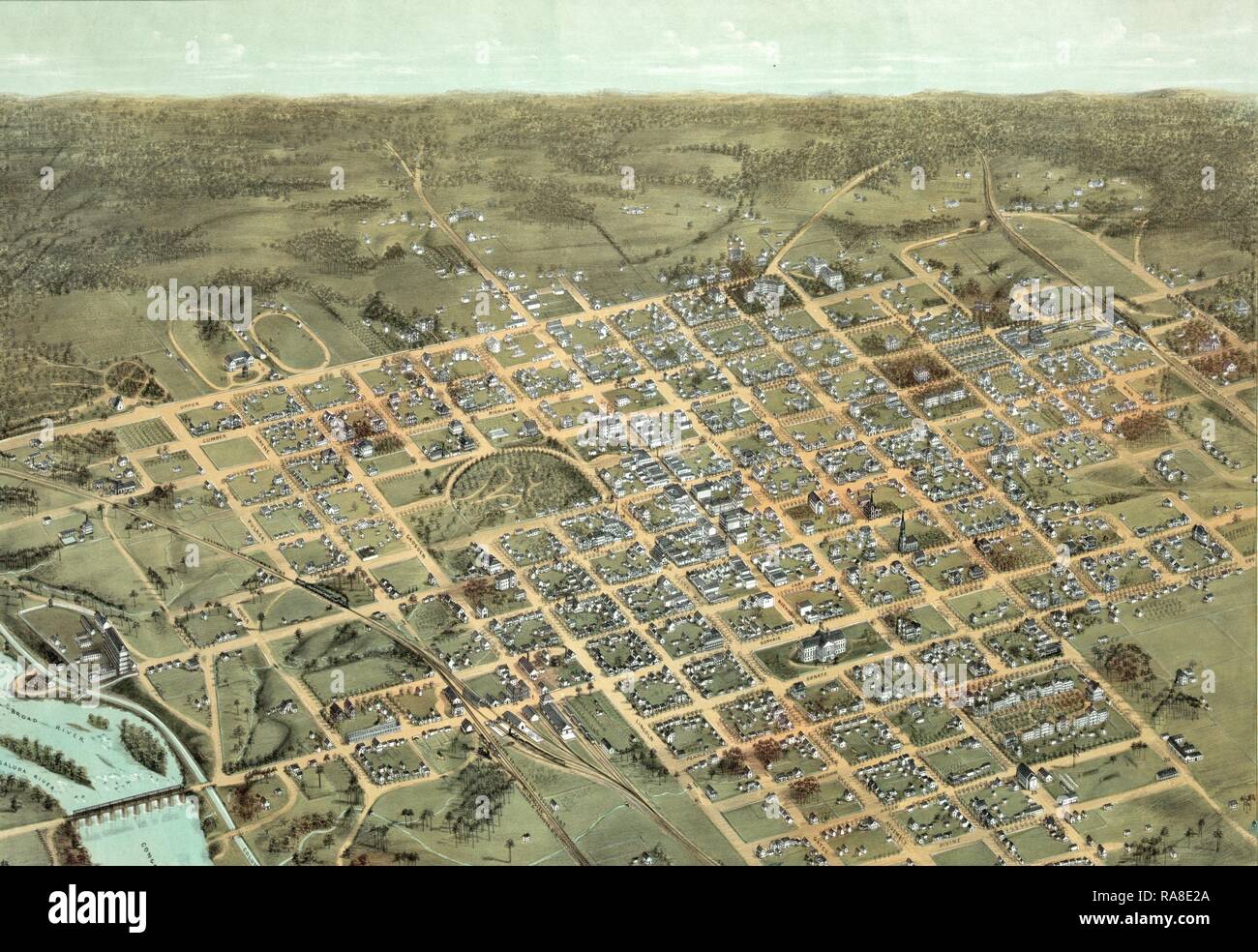 Bird's Eye View of the City of Columbia, South Carolina, Circa 1872, US ...