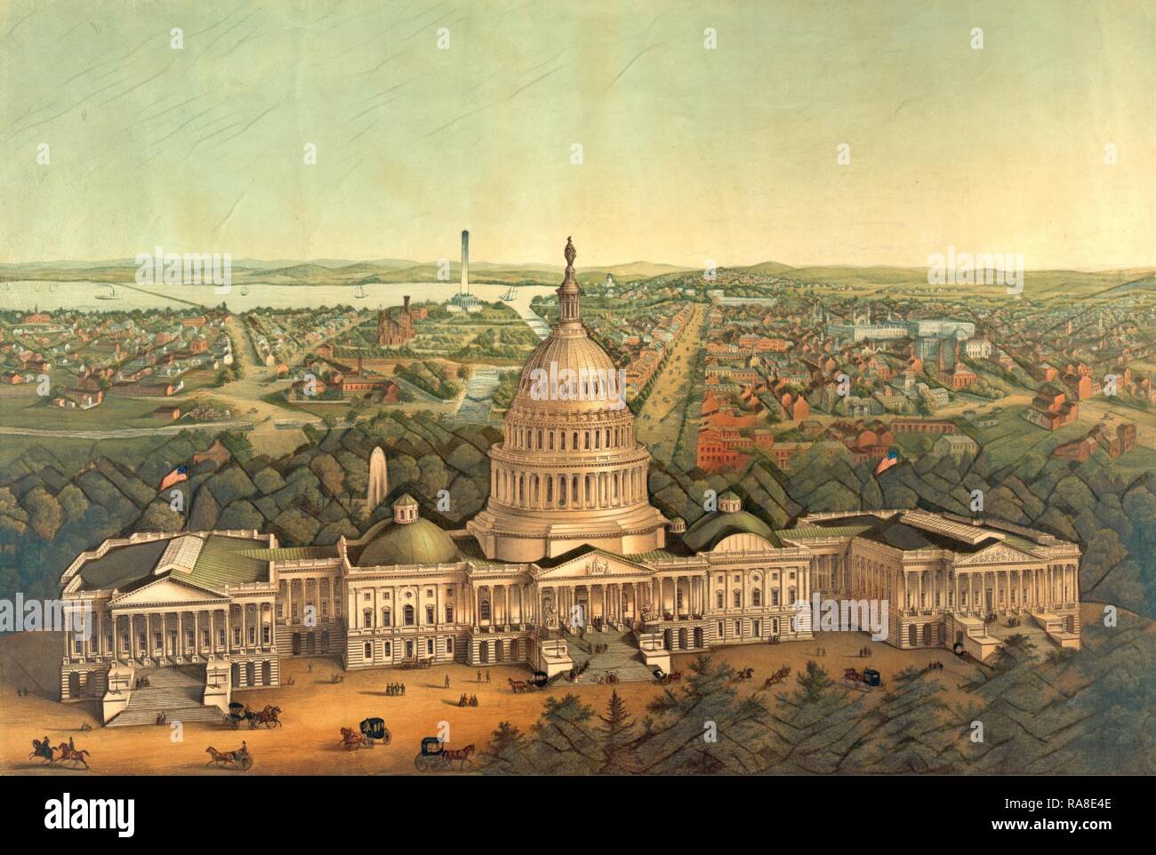 View of Washington City, Circa 1869, US, USA, America. Reimagined by ...