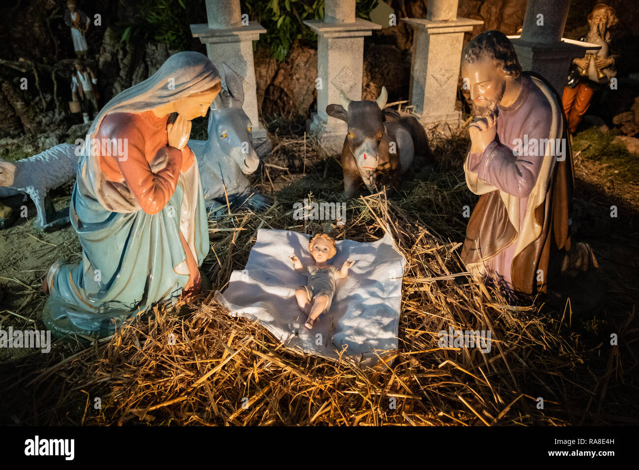 Church of Santa Caterina, inside, nativity scene in the oratory of the ...