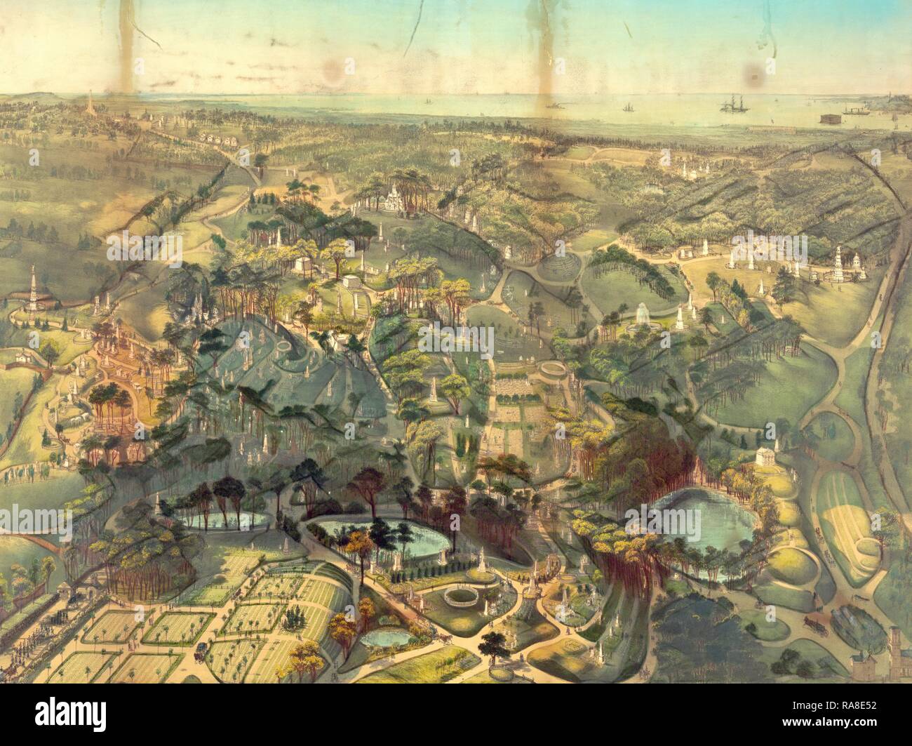 Birds Eye View of Greenwood Cemetery Near New York, US, USA, America ...