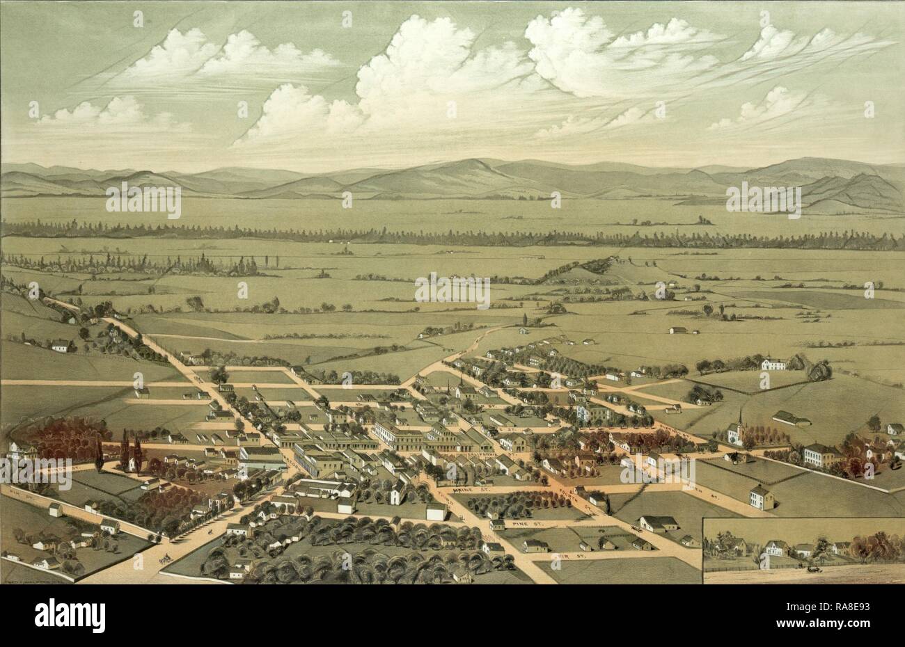Bird's Eye View of Jacksonville and the Rogue River Valley, Oregon ...